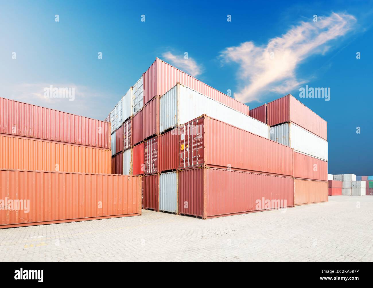 Stack of Cargo Containers at the docks Stock Photo - Alamy