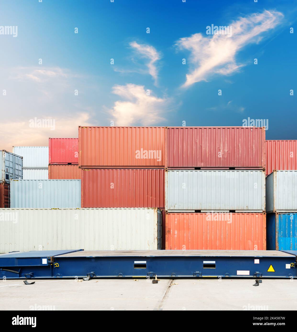Stack of Cargo Containers at the docks Stock Photo - Alamy