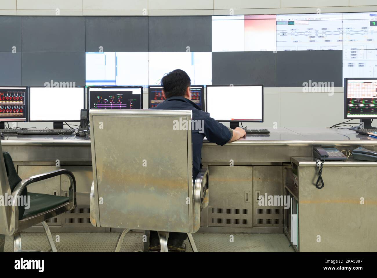 Modern plant control room and computer monitors Stock Photo - Alamy
