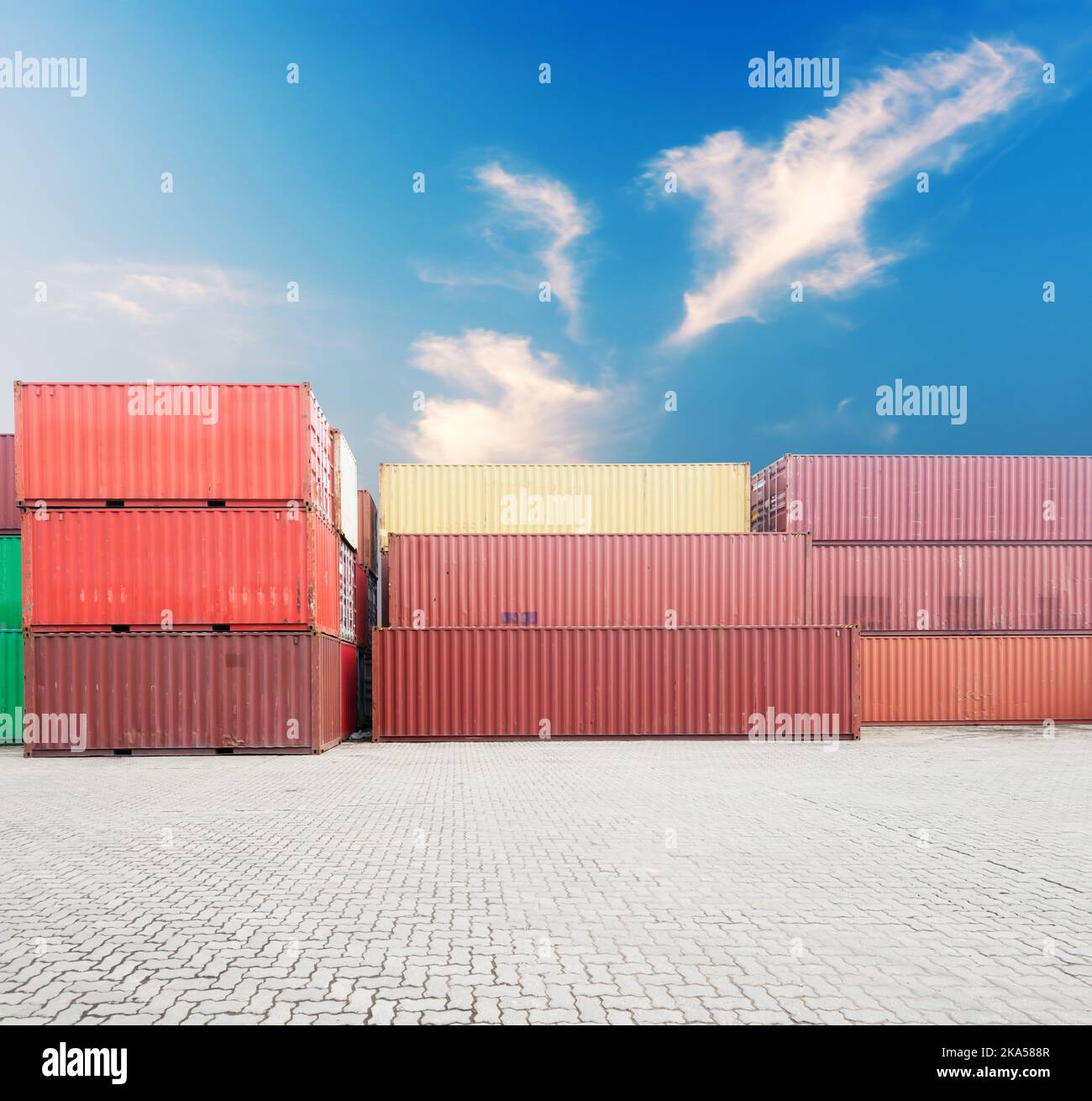 Stack of Cargo Containers at the docks Stock Photo - Alamy