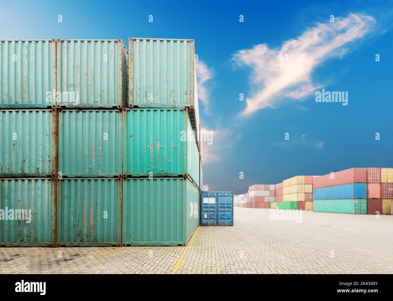 Stack of Cargo Containers at the docks Stock Photo - Alamy