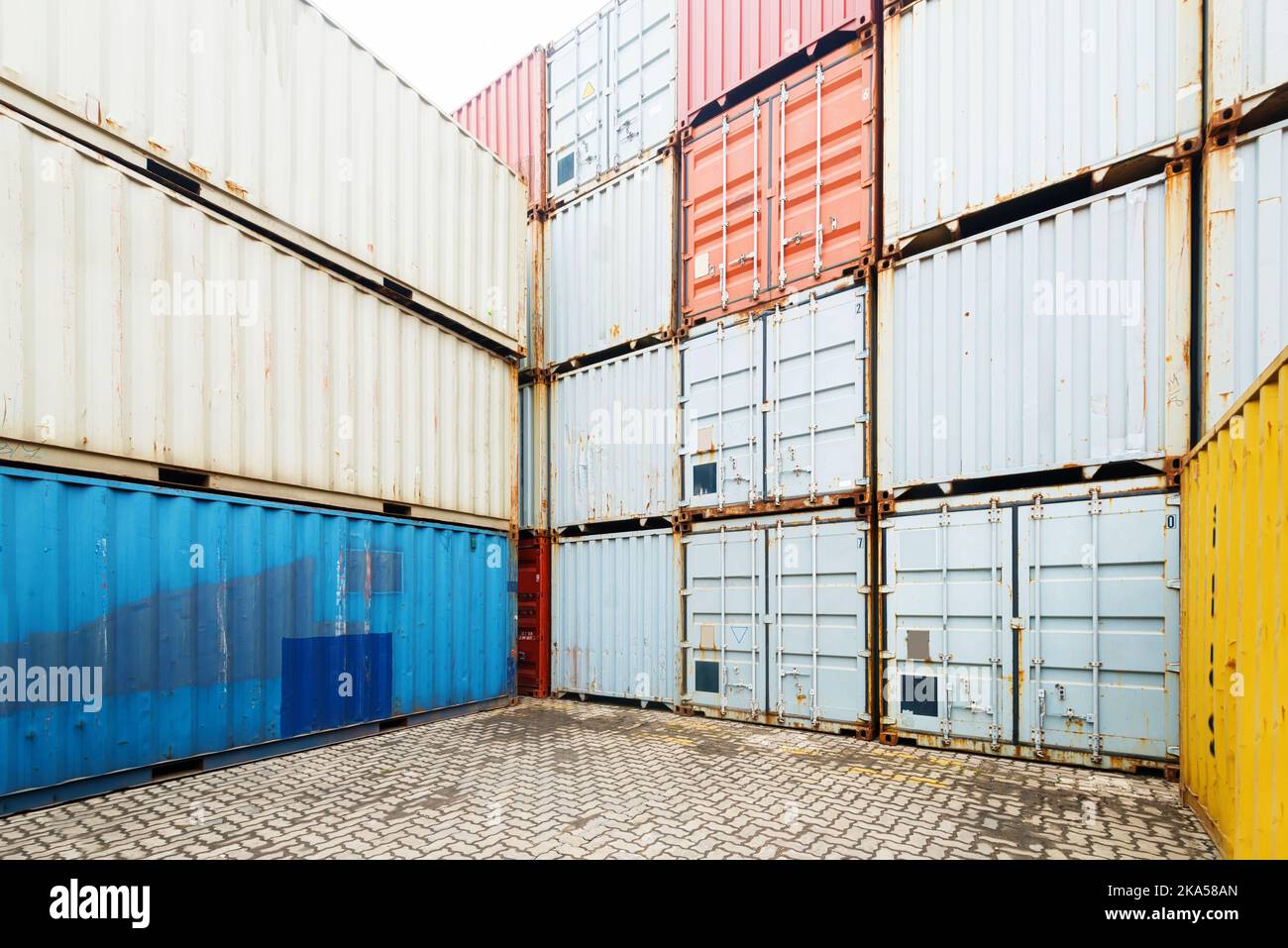Stack of Cargo Containers at the docks Stock Photo - Alamy