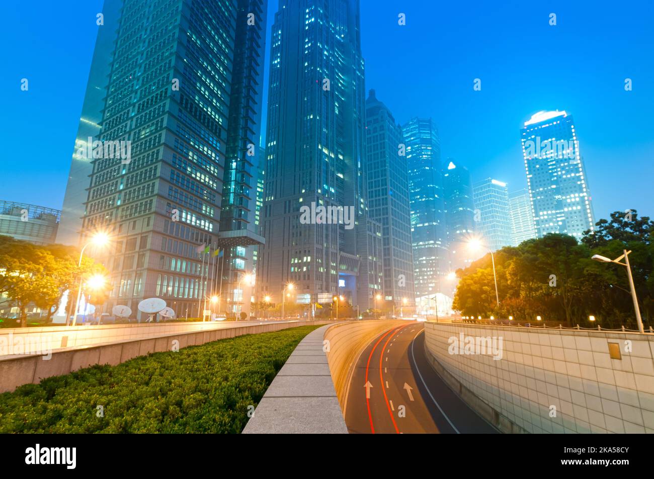 Shanghai Lujiazui Finance & Trade Zone modern city night background ...