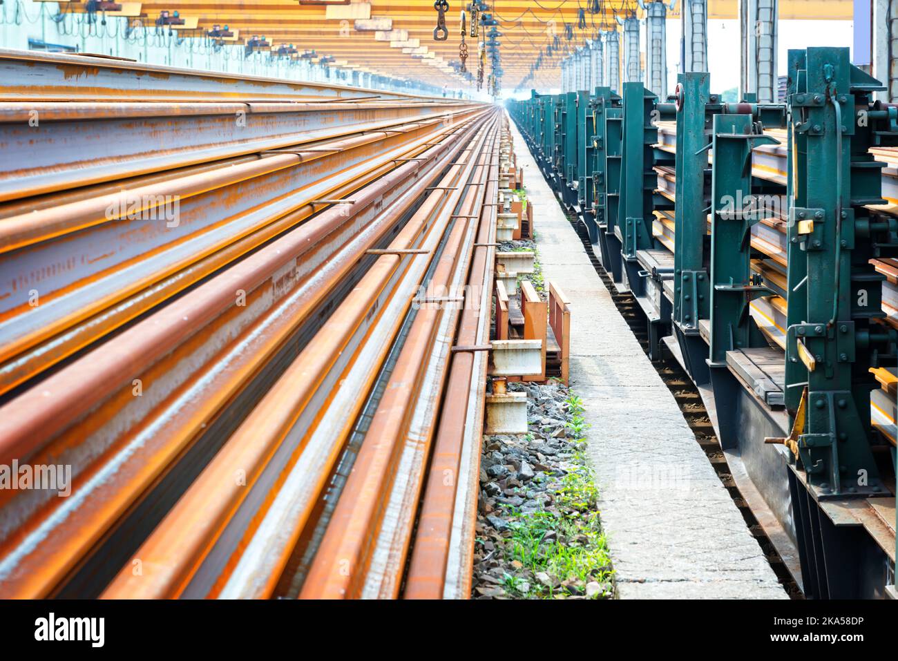Steel pipes on the rack Stock Photo - Alamy