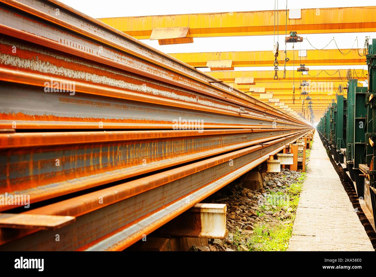 Steel pipes on the rack Stock Photo - Alamy