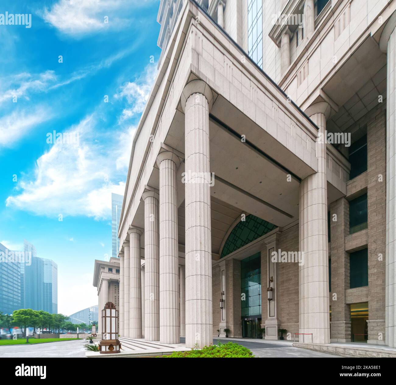The row of classical columns with steps Stock Photo - Alamy