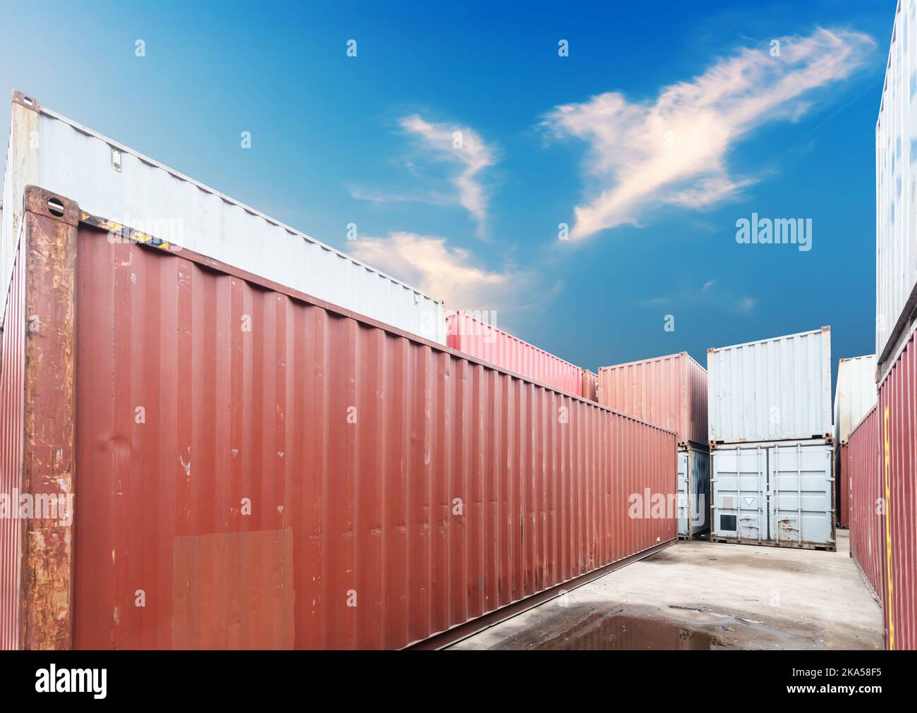 Stack of Cargo Containers at the docks Stock Photo - Alamy