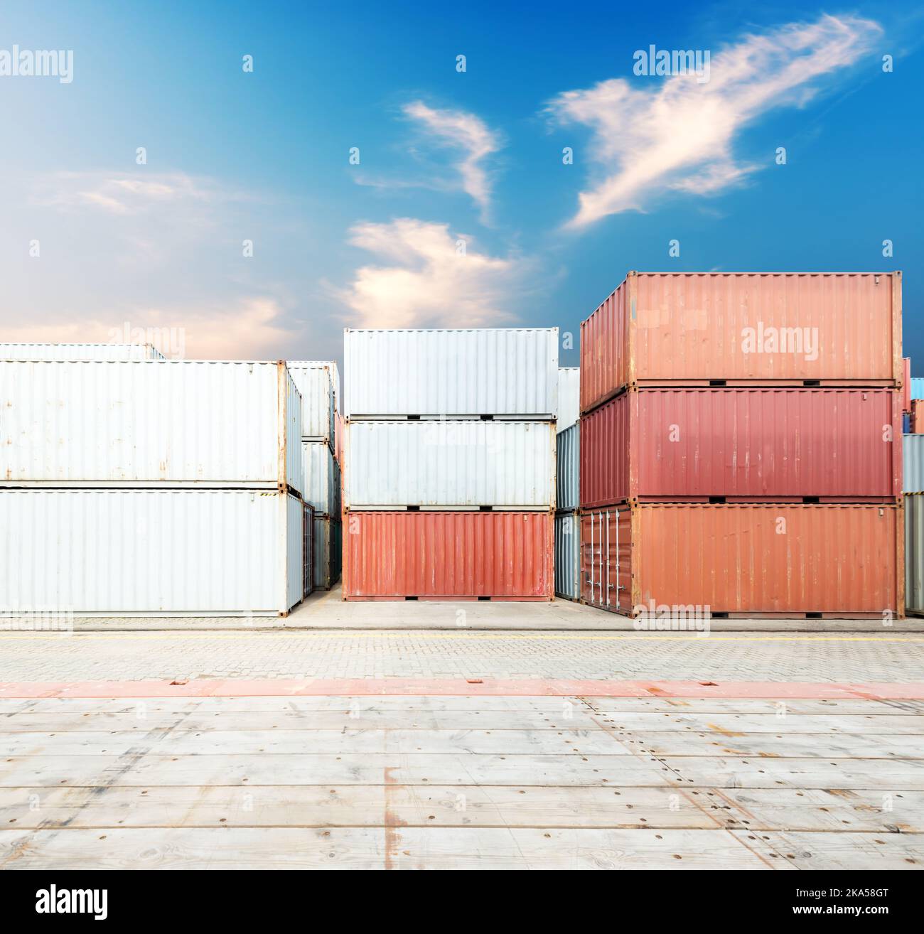 Stack of Cargo Containers at the docks Stock Photo - Alamy