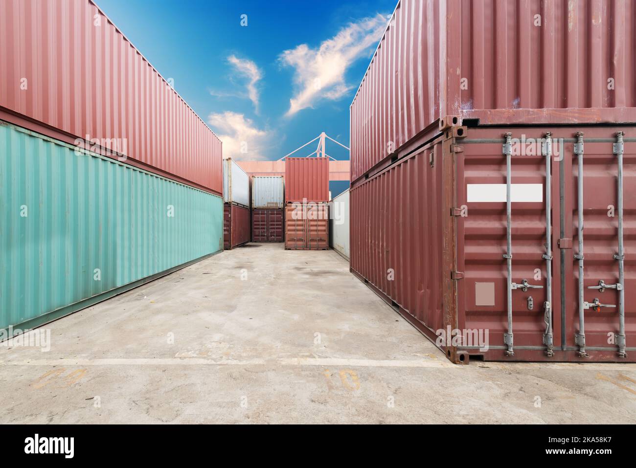 Stack of Cargo Containers at the docks Stock Photo - Alamy