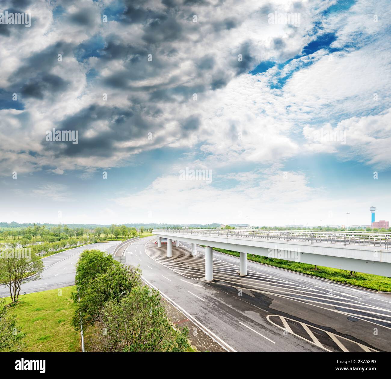 Way high way blue sky to Travel Destination journey Stock Photo - Alamy