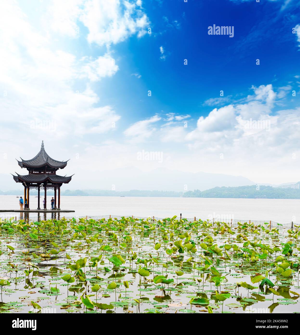 ancient pavilion on the west lake in hangzhou,China Stock Photo - Alamy