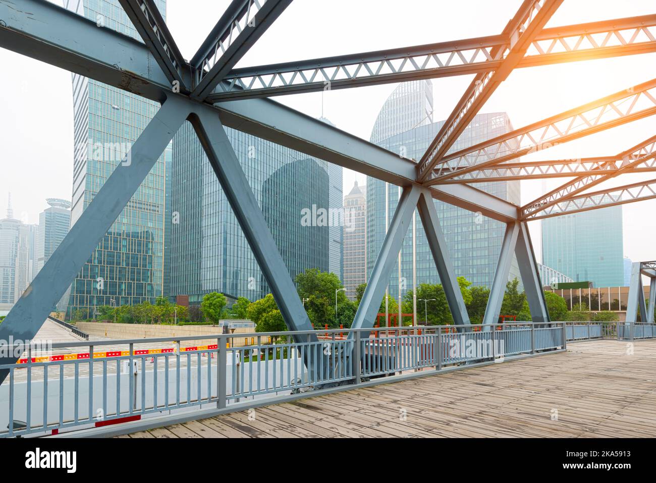 Shanghai's modern architecture and ancient steel bridges Stock Photo ...