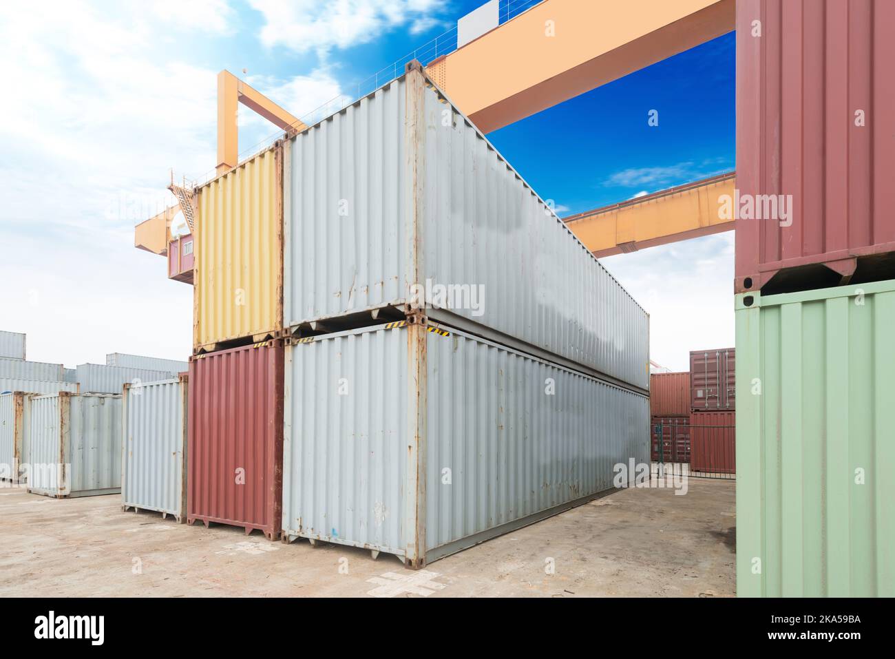 Stack of Cargo Containers at the docks Stock Photo - Alamy