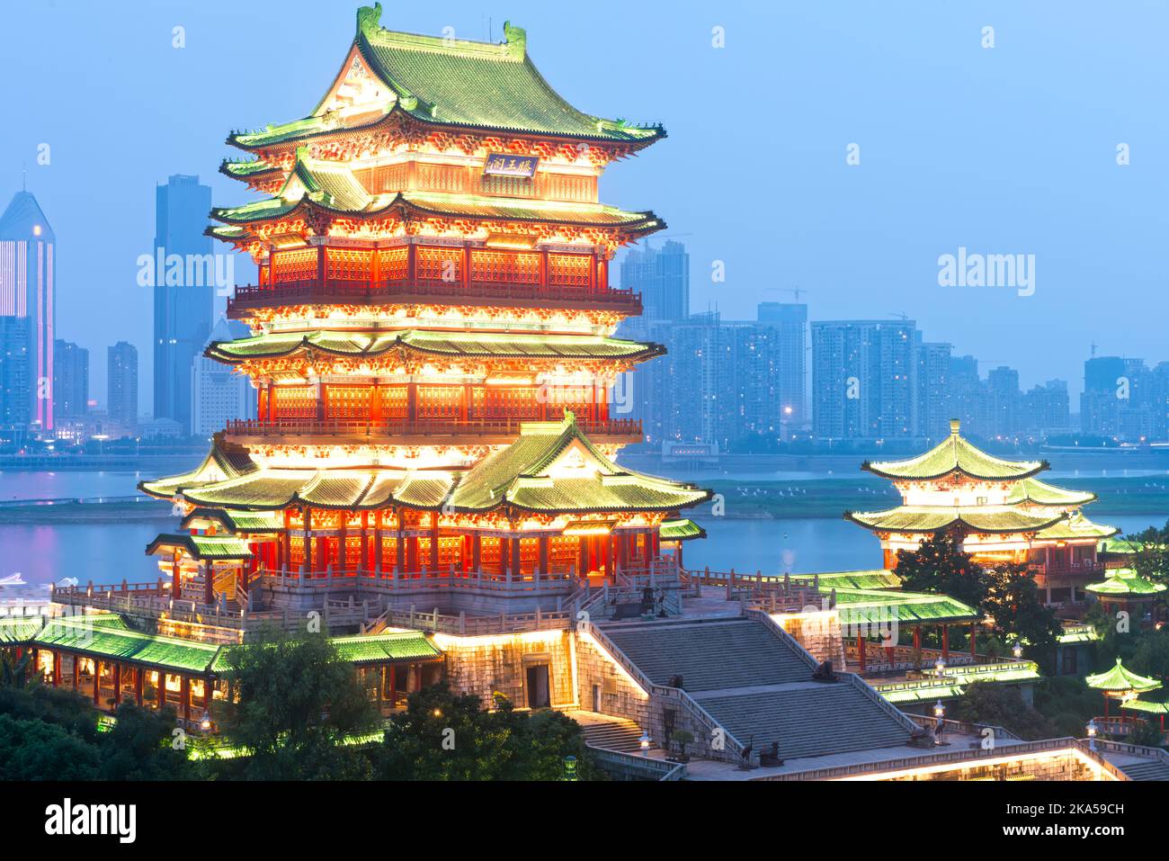 nanchang tengwang pavilion at night ,is one of chinese famous ancient ...