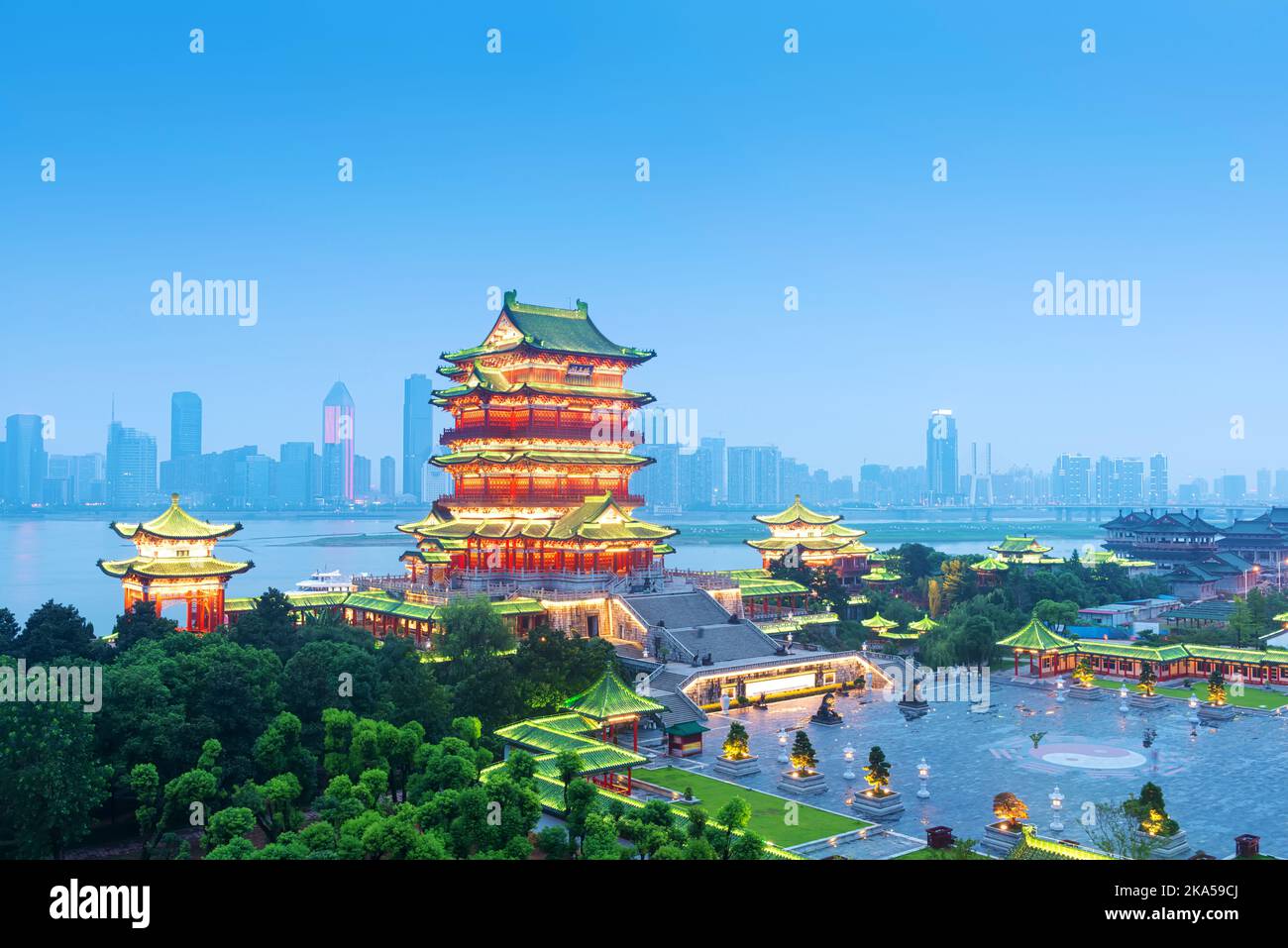 nanchang tengwang pavilion at night ,is one of chinese famous ancient ...