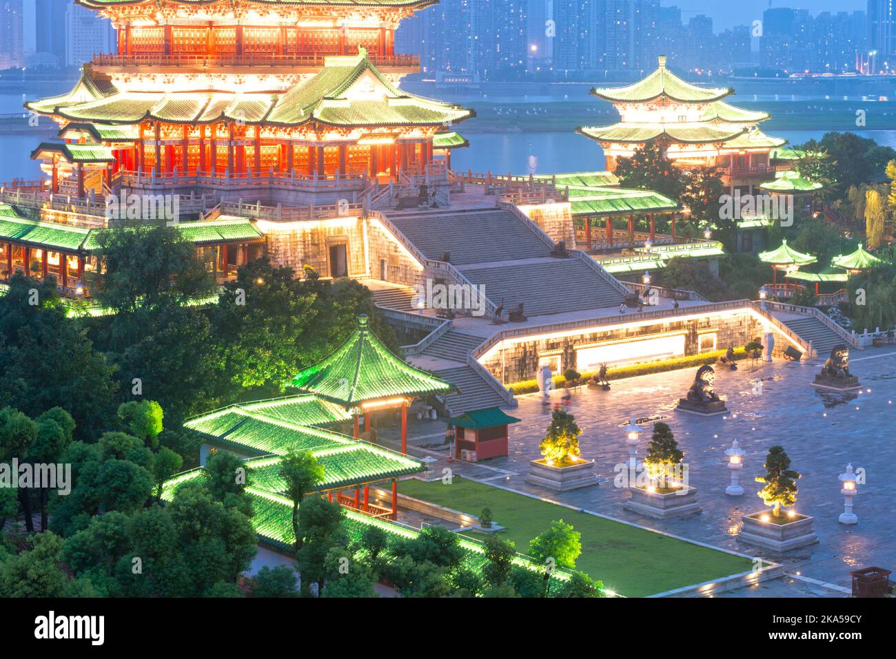 nanchang tengwang pavilion at night ,is one of chinese famous ancient ...
