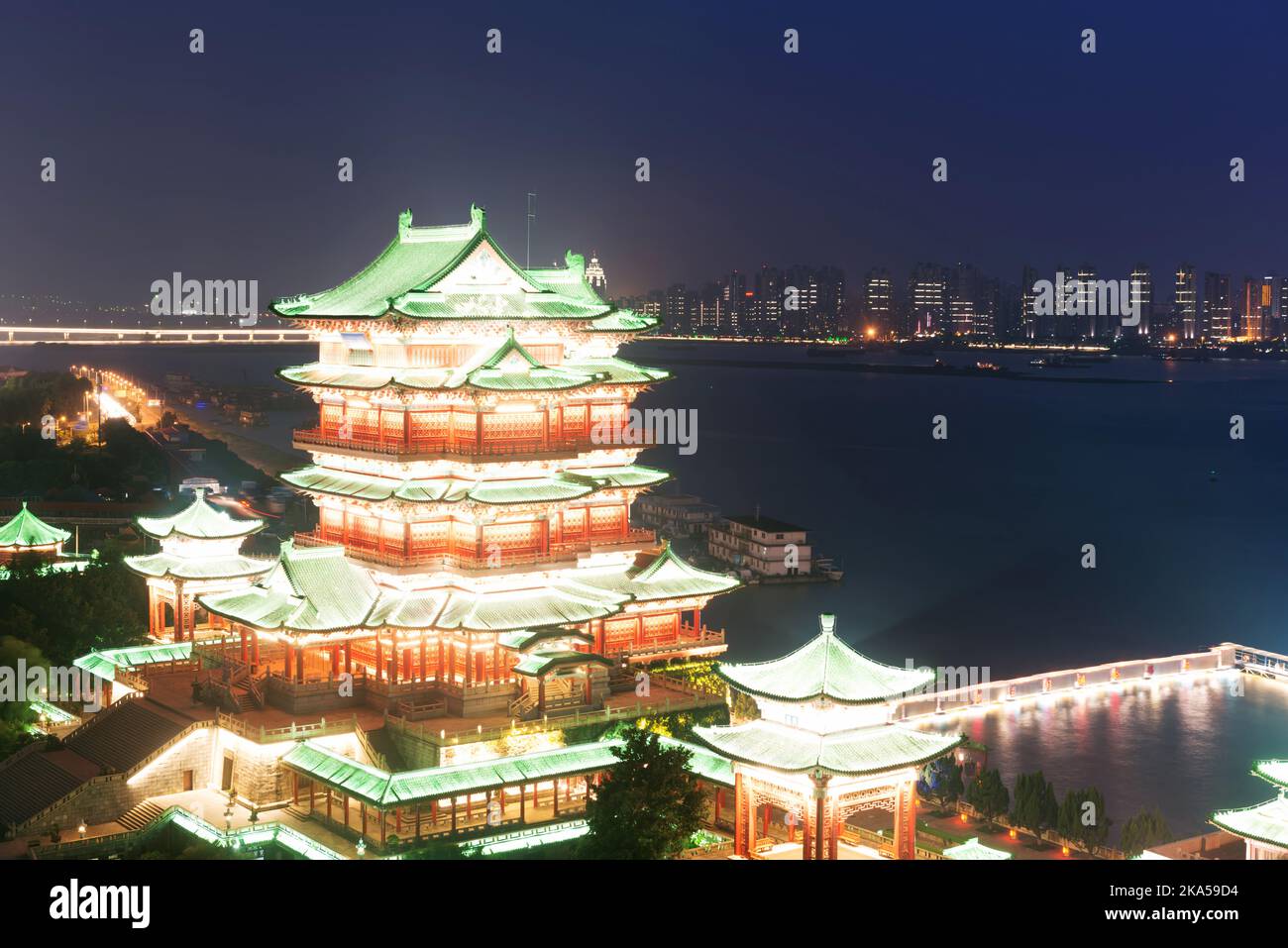 nanchang tengwang pavilion at night ,is one of chinese famous ancient ...