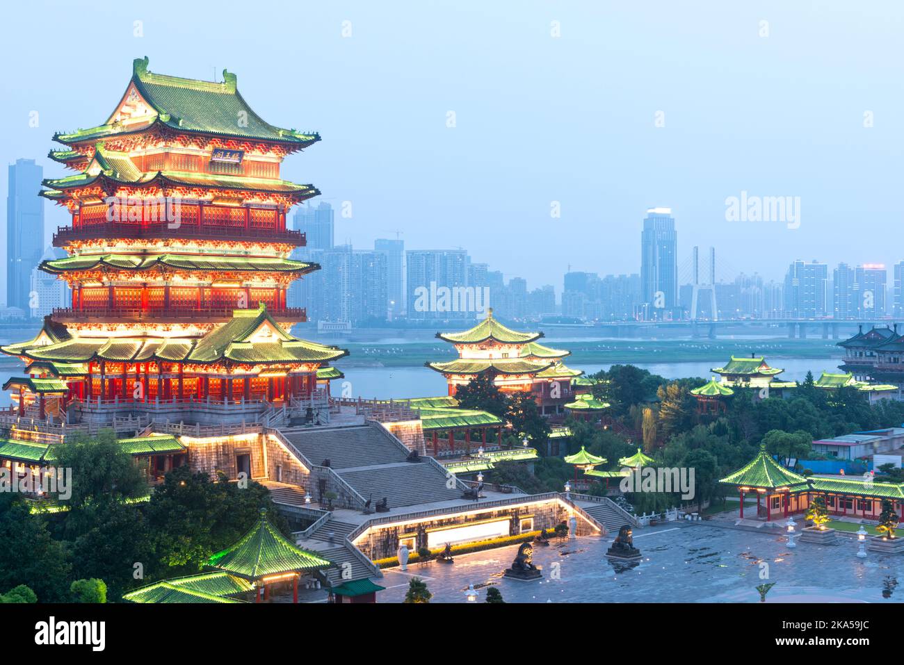 nanchang tengwang pavilion at night ,is one of chinese famous ancient ...