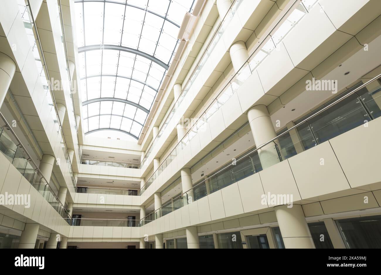 futuristic modern office building interior in urban city Stock Photo ...