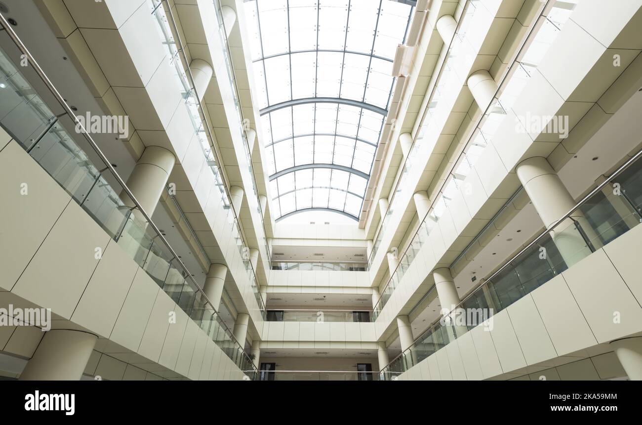 futuristic modern office building interior in urban city Stock Photo ...