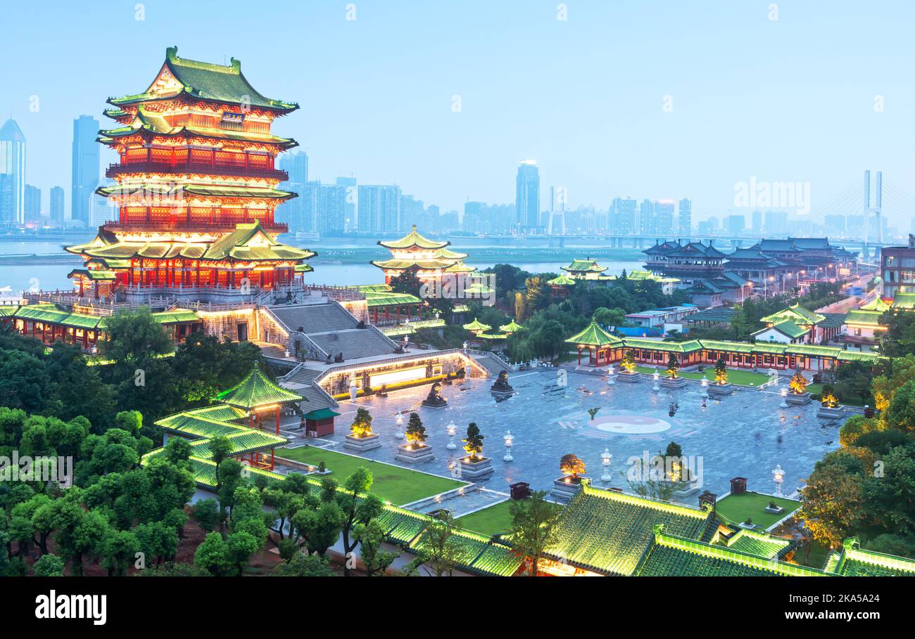 nanchang tengwang pavilion at night ,is one of chinese famous ancient ...