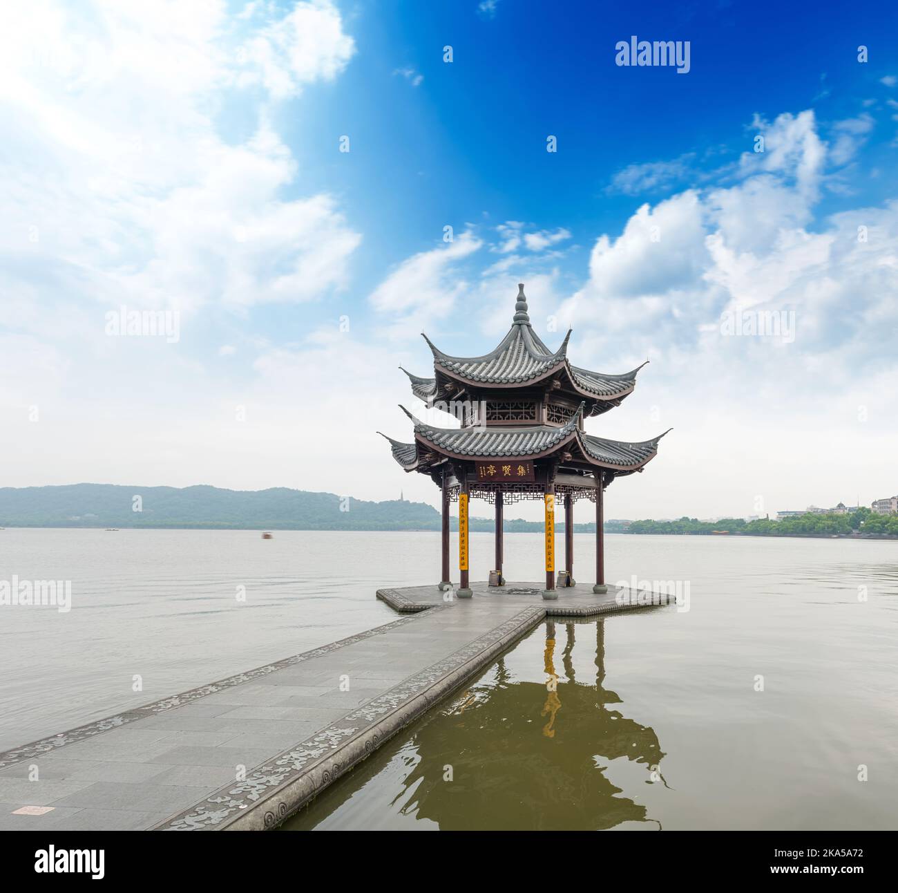 ancient pavilion on the west lake in hangzhou,China Stock Photo - Alamy