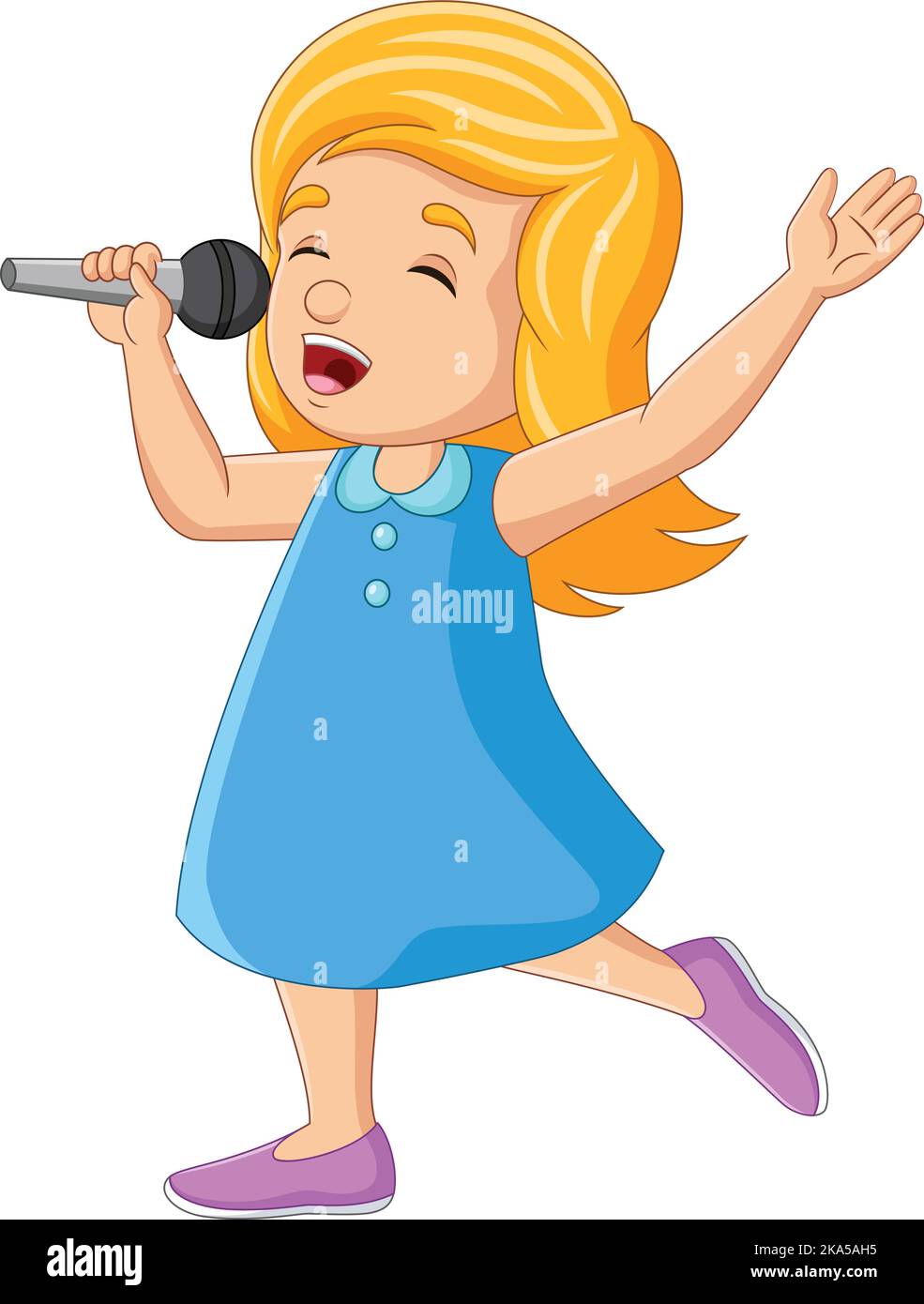 Cute little girl singing with the mic Stock Vector Image & Art - Alamy