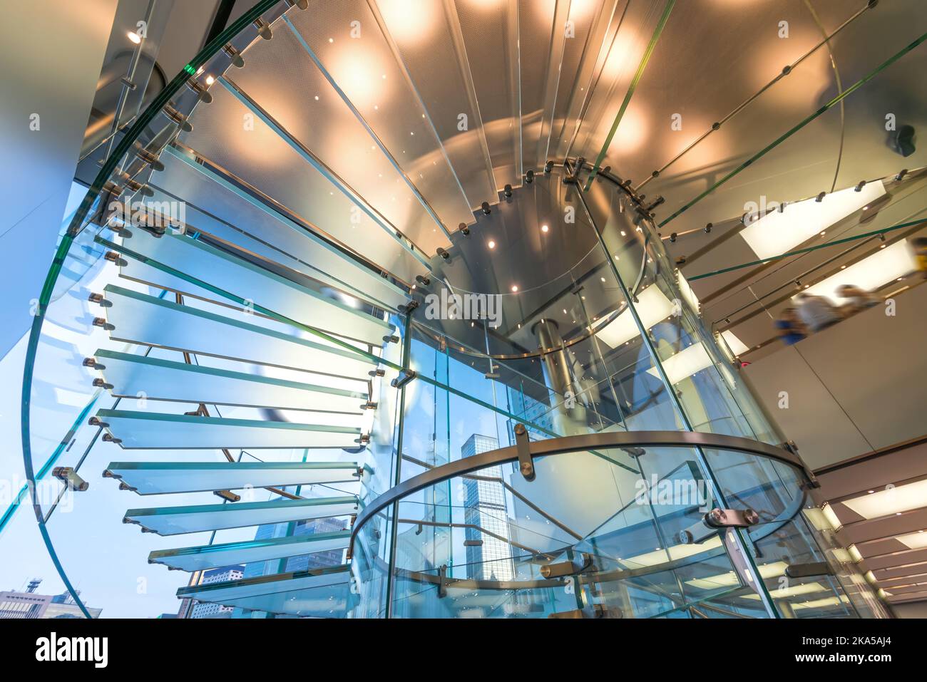 Modern Glass Staircase Silhouette of walking People in shanghai china ...