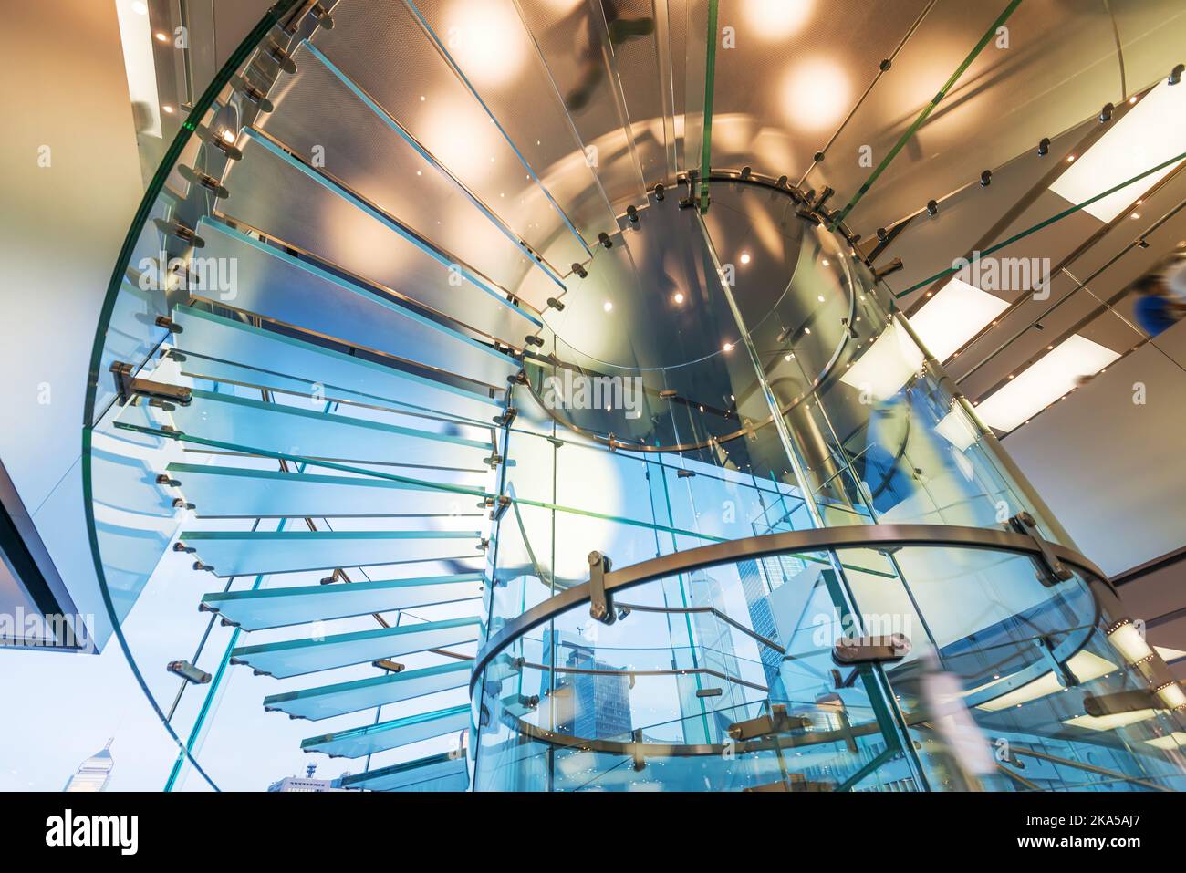 Modern Glass Staircase Silhouette of walking People in shanghai china ...