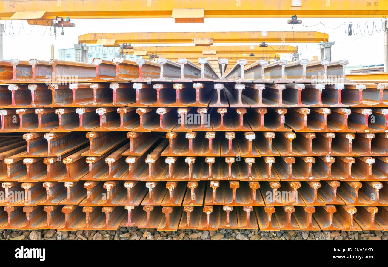 Steel pipes on the rack Stock Photo - Alamy