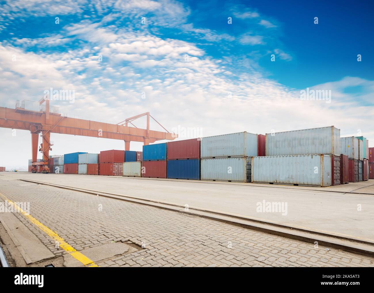 Stack of Cargo Containers at the docks Stock Photo - Alamy