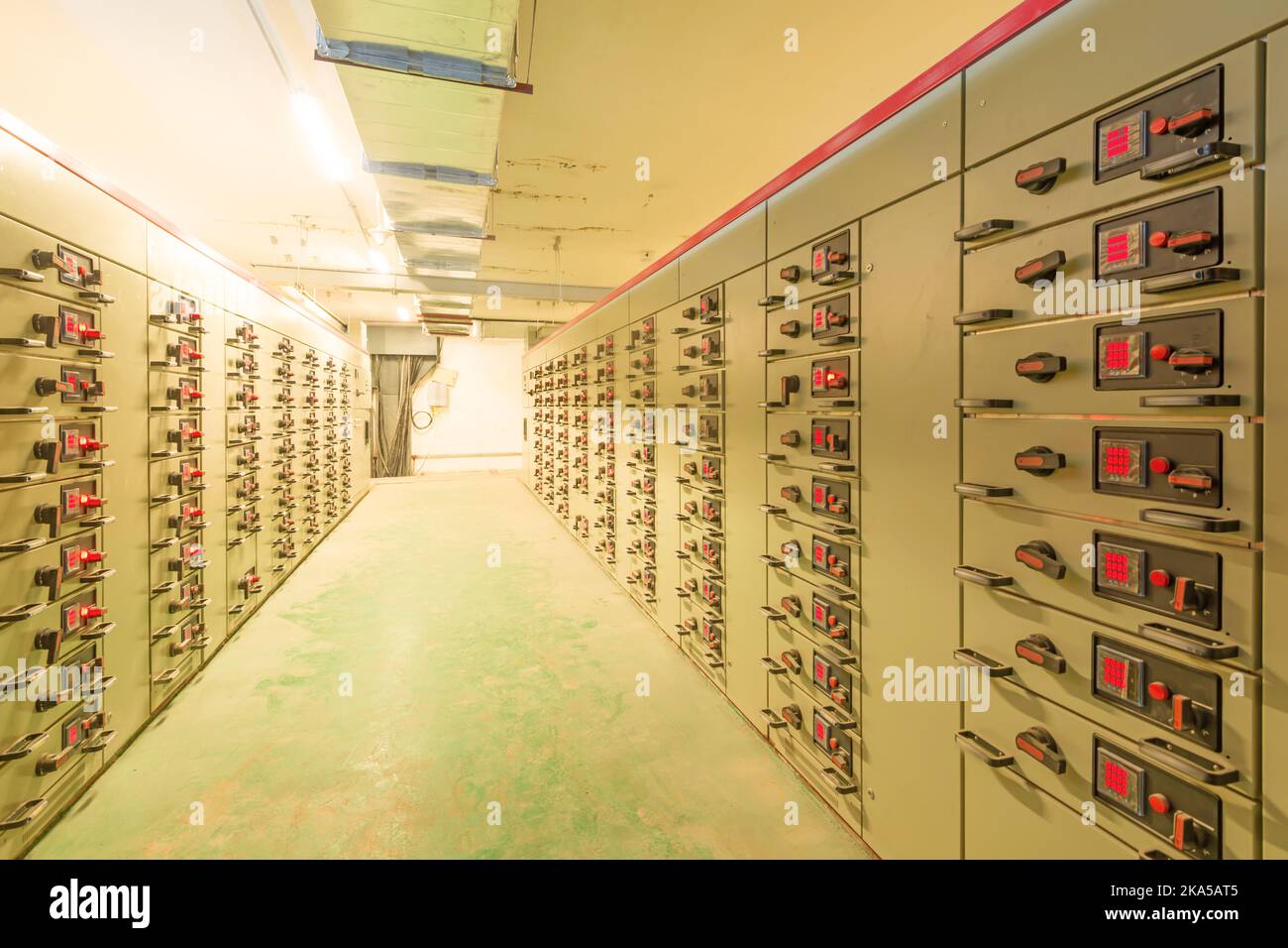 Electrical energy distribution substation in a power plant Stock Photo ...