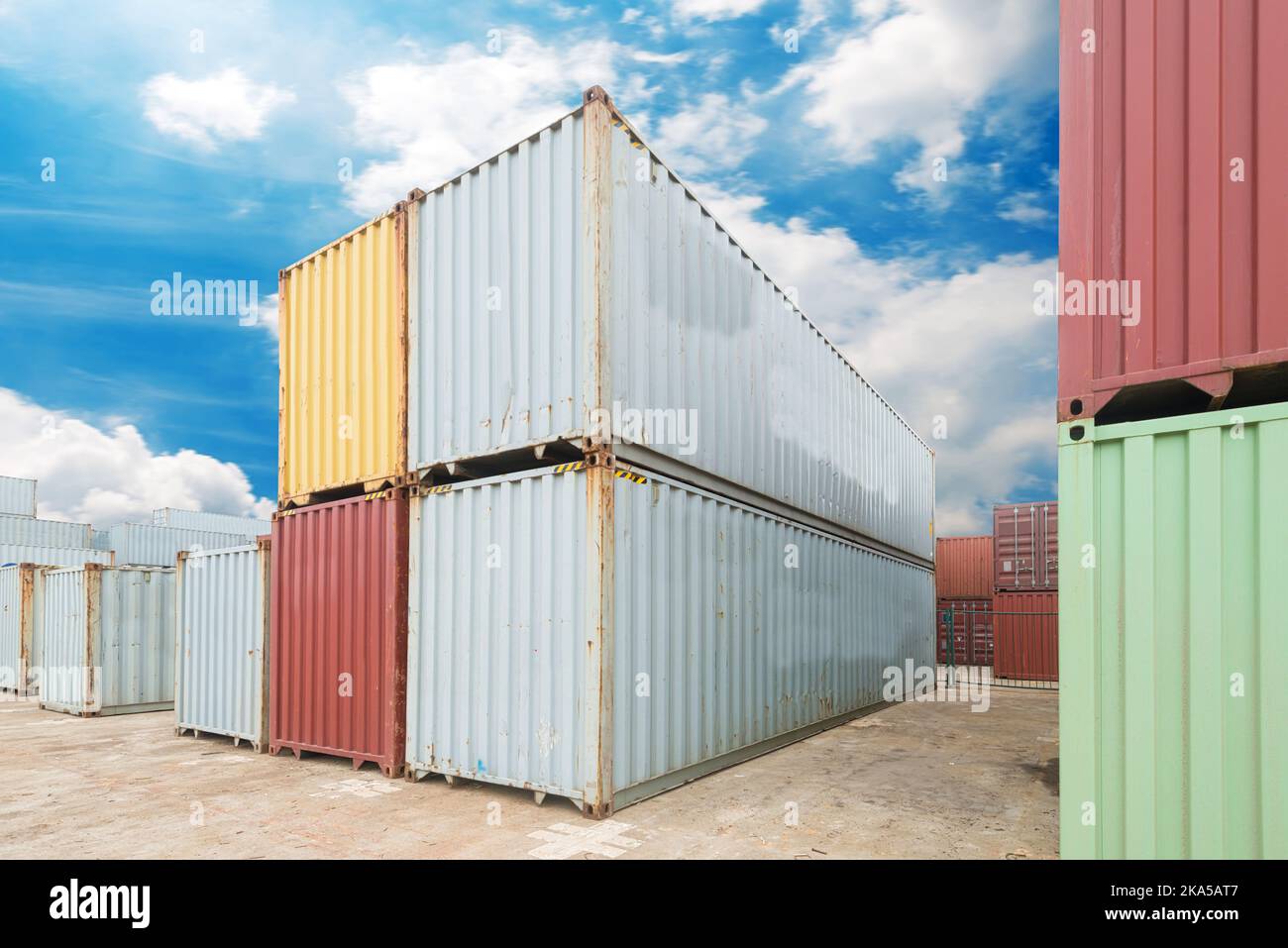 Stack of Cargo Containers at the docks Stock Photo - Alamy