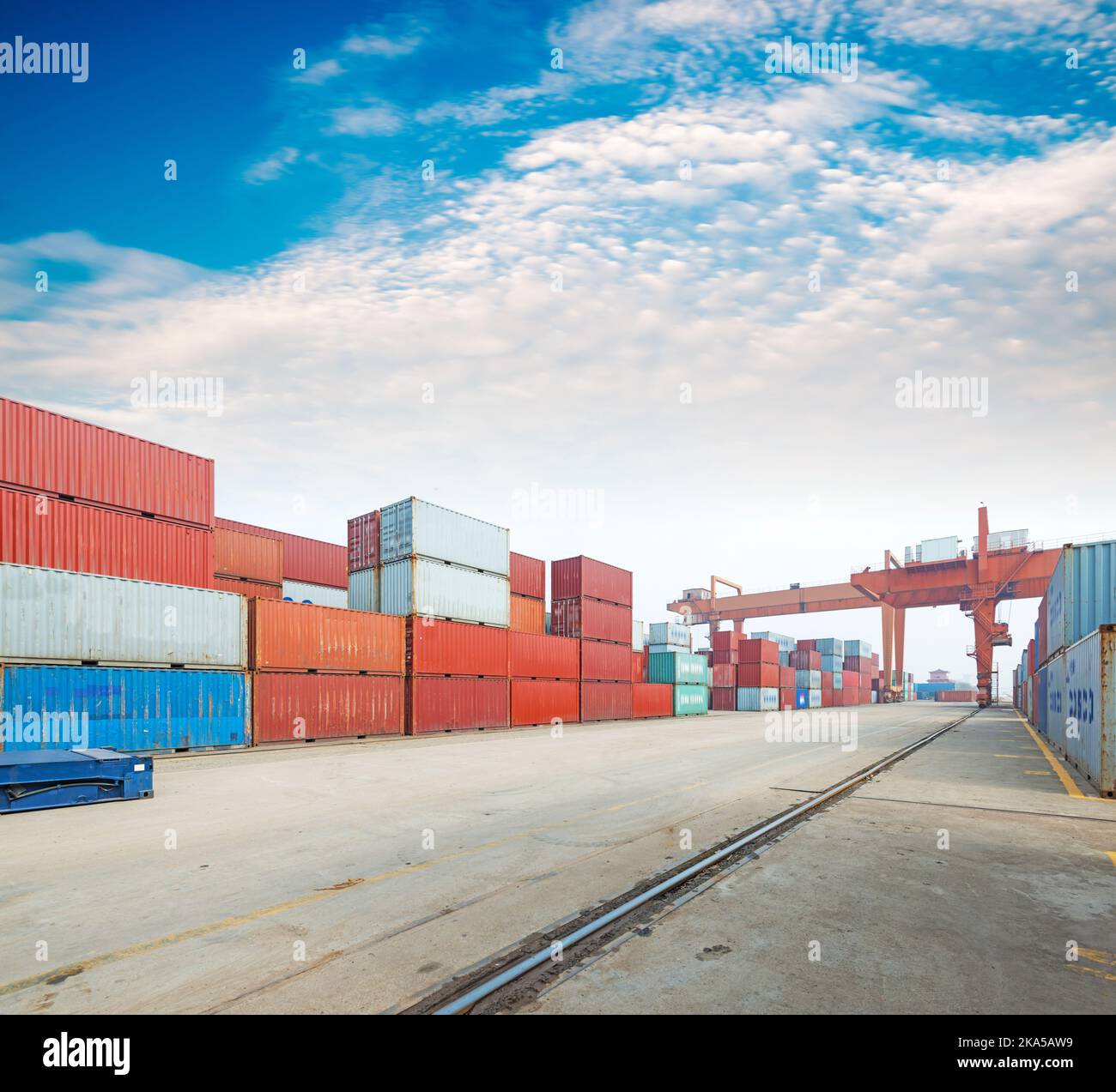 Stack of Cargo Containers at the docks Stock Photo - Alamy