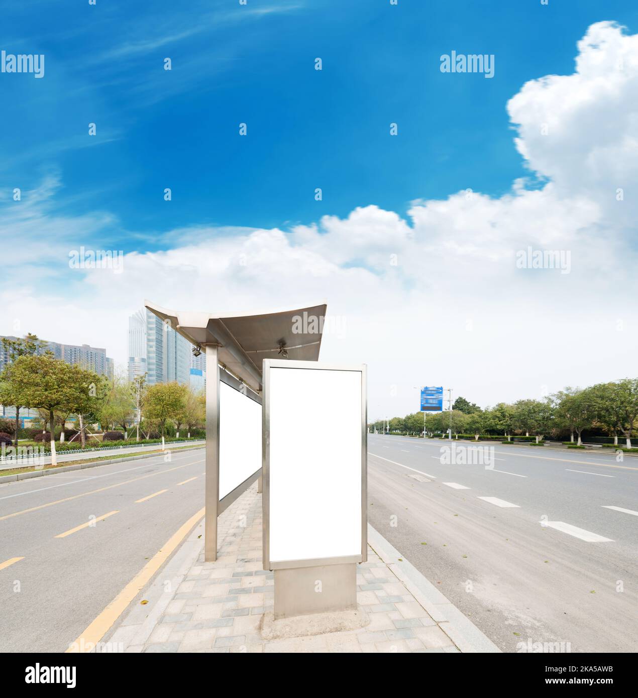 Bus stop billboard on stage Stock Photo - Alamy