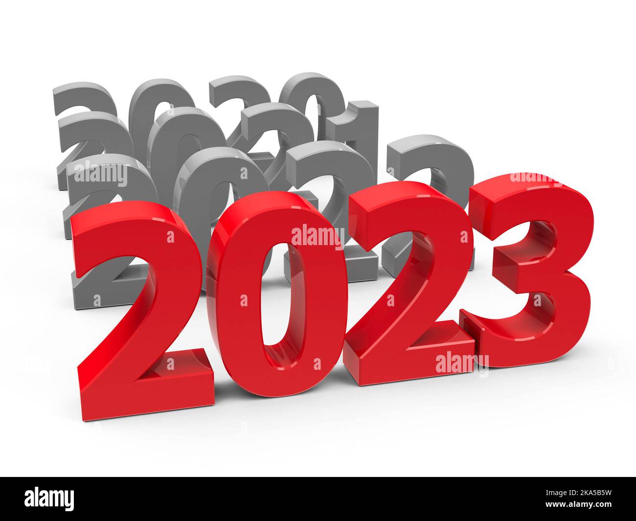 2023 come on a white table represents the new year 2023, three-dimensional rendering, 3D ...