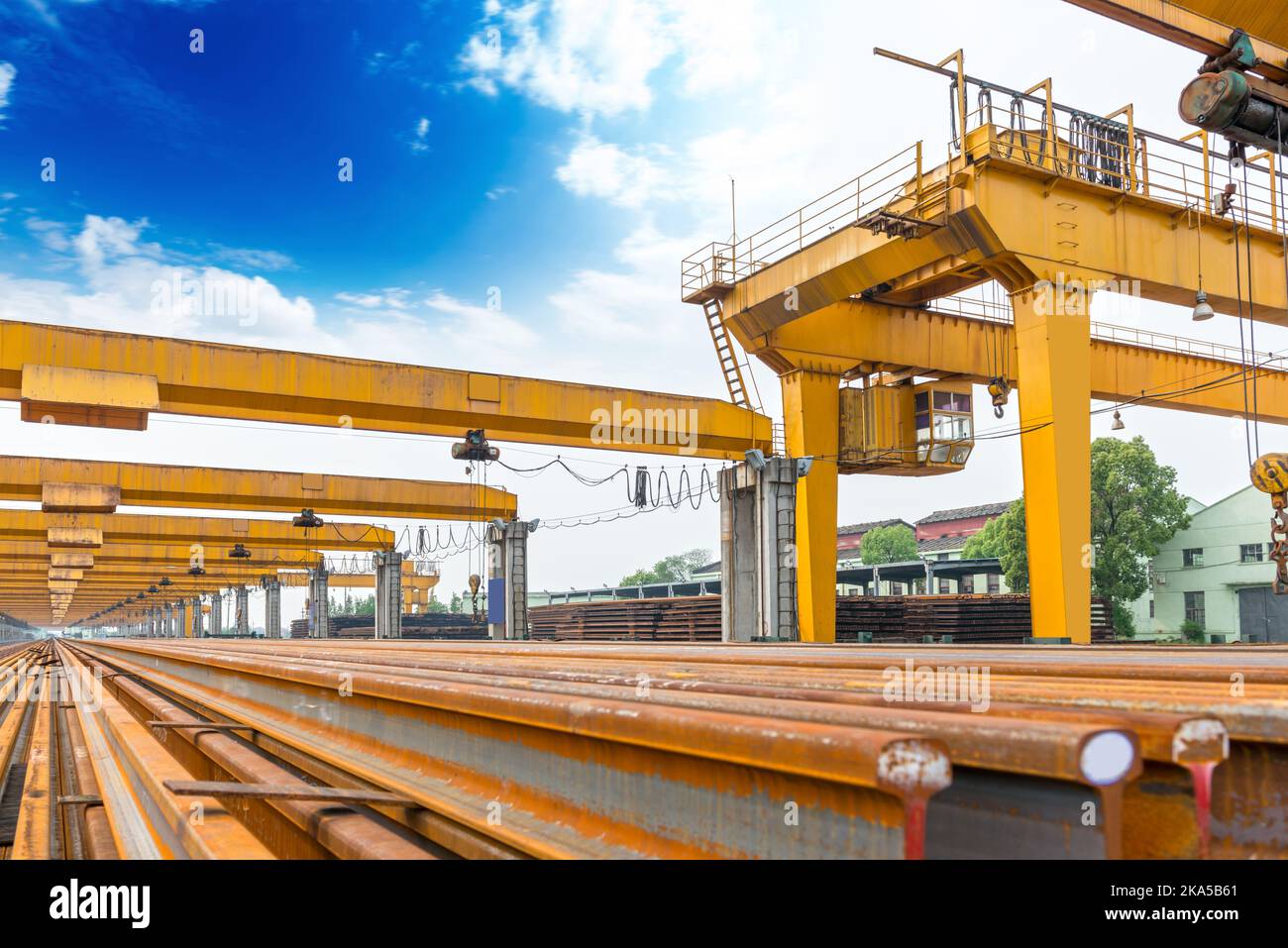 Steel pipes on the rack Stock Photo - Alamy