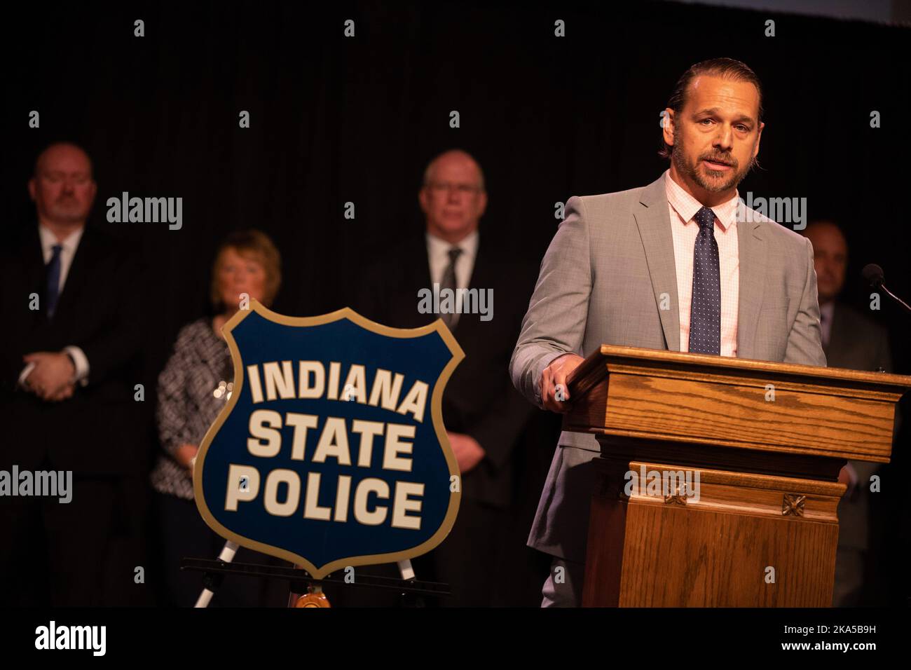 Carroll County Prosecutor Nicholas McLeland speaks questions during a ...