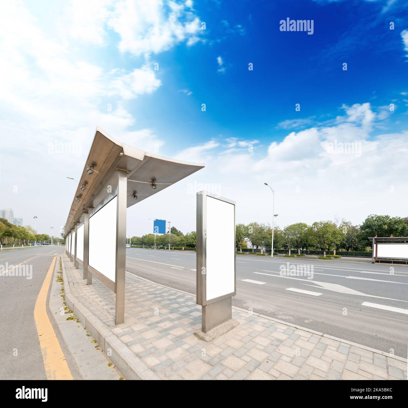 Bus stop billboard on stage Stock Photo - Alamy