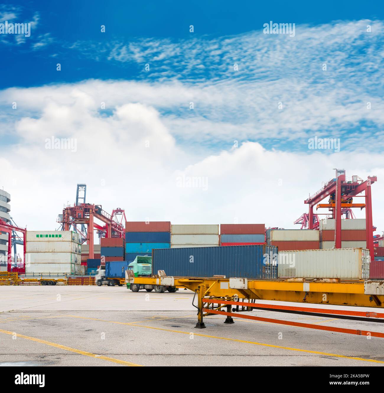 Stack of Cargo Containers at the docks Stock Photo - Alamy