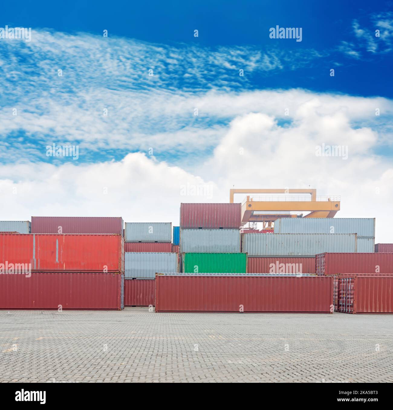 Stack of Cargo Containers at the docks Stock Photo - Alamy