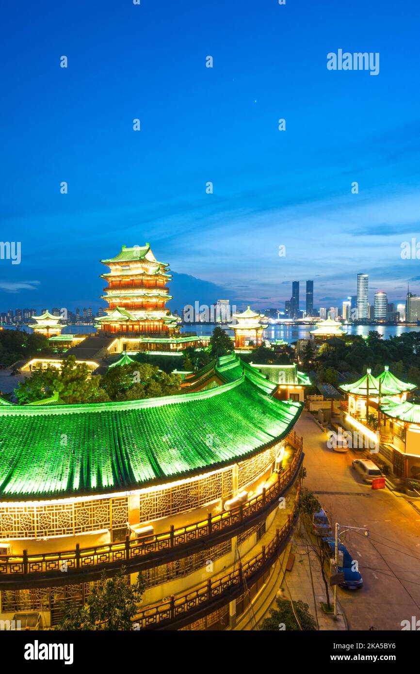 nanchang tengwang pavilion at night ,is one of chinese famous ancient ...