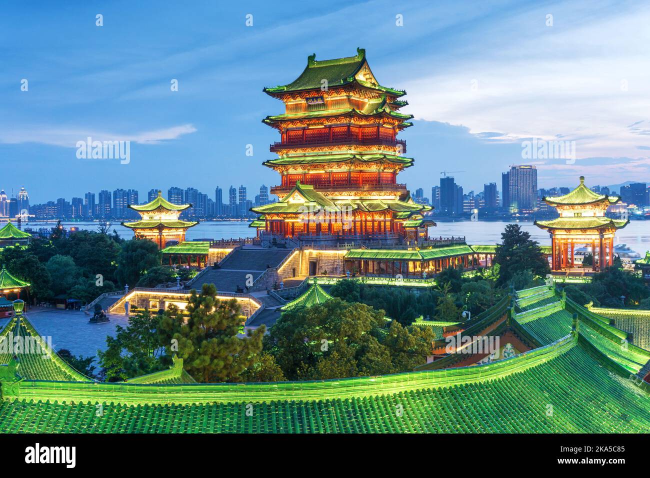 nanchang tengwang pavilion at night ,is one of chinese famous ancient ...