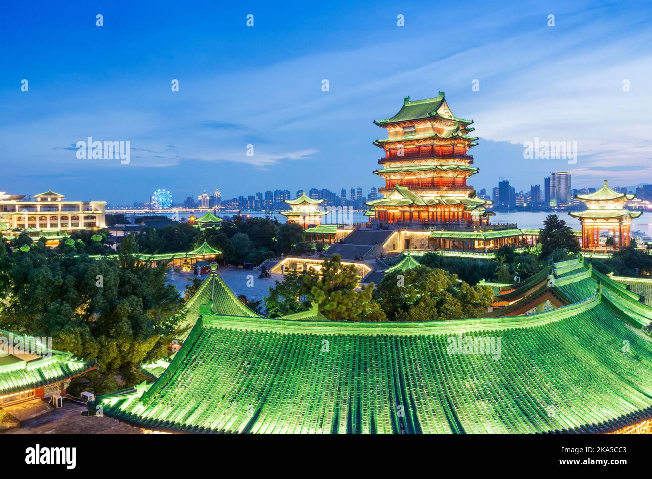 nanchang tengwang pavilion at night ,is one of chinese famous ancient ...