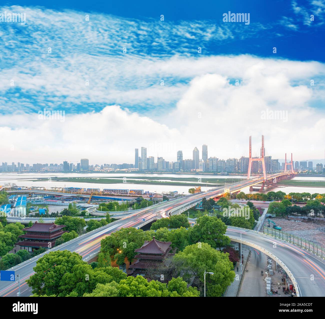 city interchange bridge on traffic rush hour in shanghai Stock Photo ...