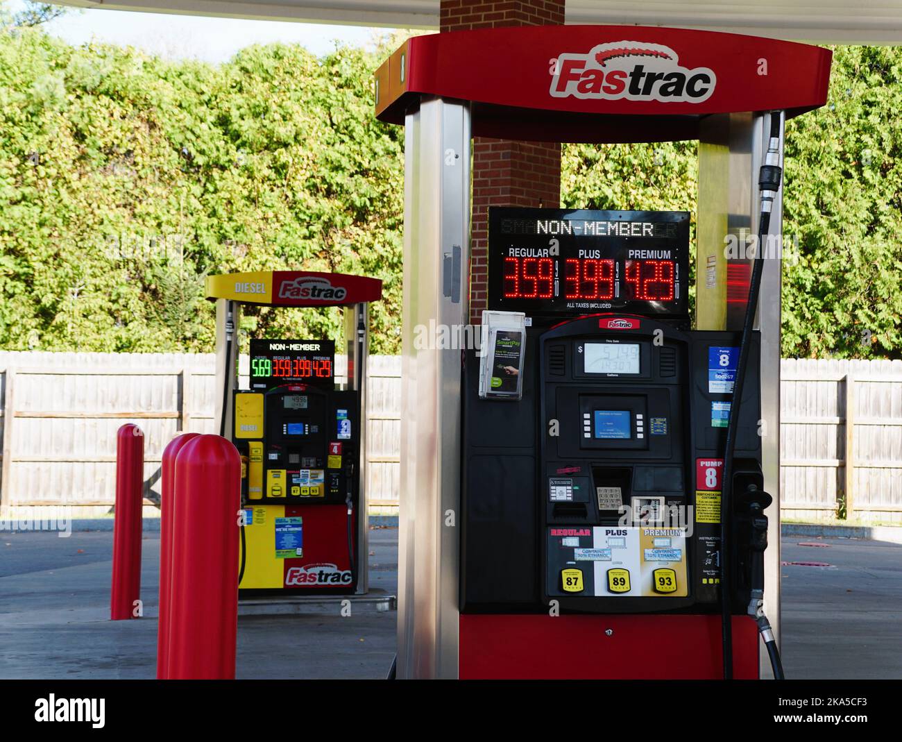 Clarks Summit, Pennsylvania, U.S.A - October 19, 2022 - The red gas ...