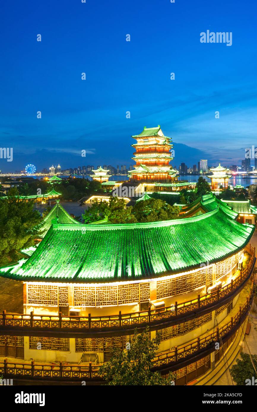 nanchang tengwang pavilion at night ,is one of chinese famous ancient ...