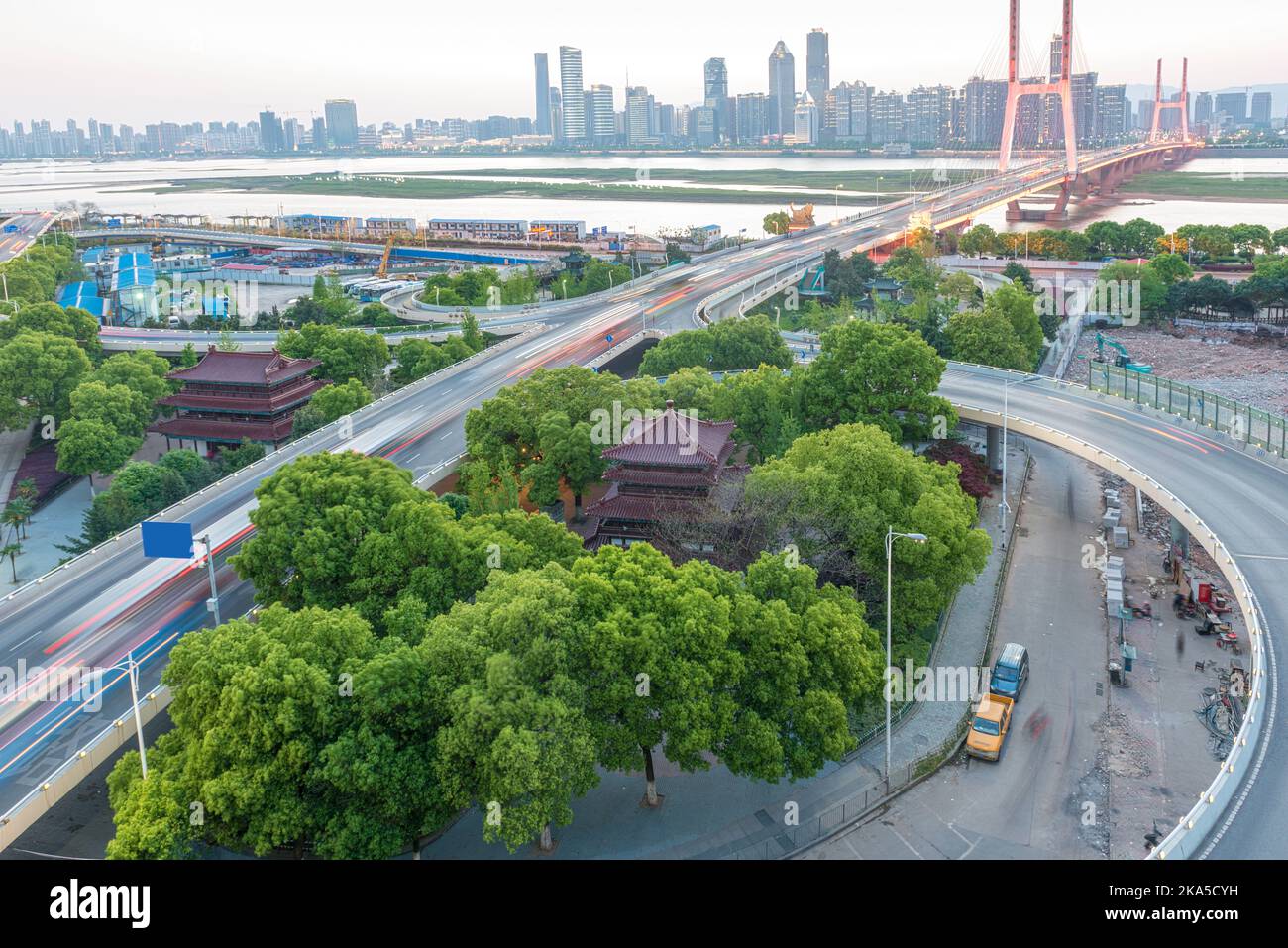 city interchange bridge on traffic rush hour in shanghai Stock Photo ...