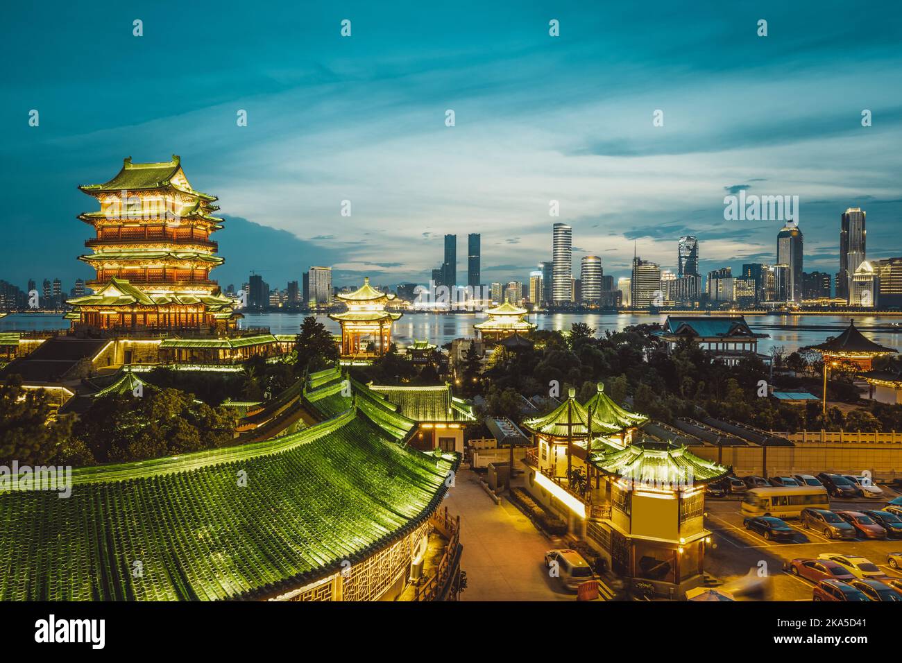 nanchang tengwang pavilion at night ,is one of chinese famous ancient ...