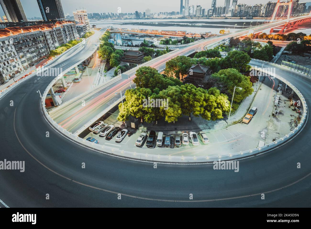 shanghai interchange overpass and elevated road in nightfall Stock ...